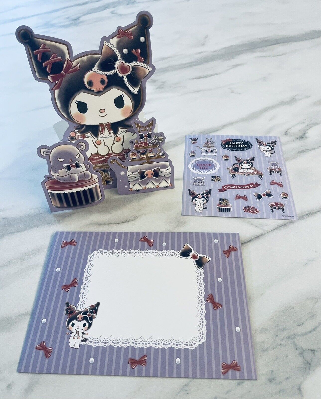 Sanrio Kuromi Birthday Card Set ♡ Pop up card Stickers Envelope ...