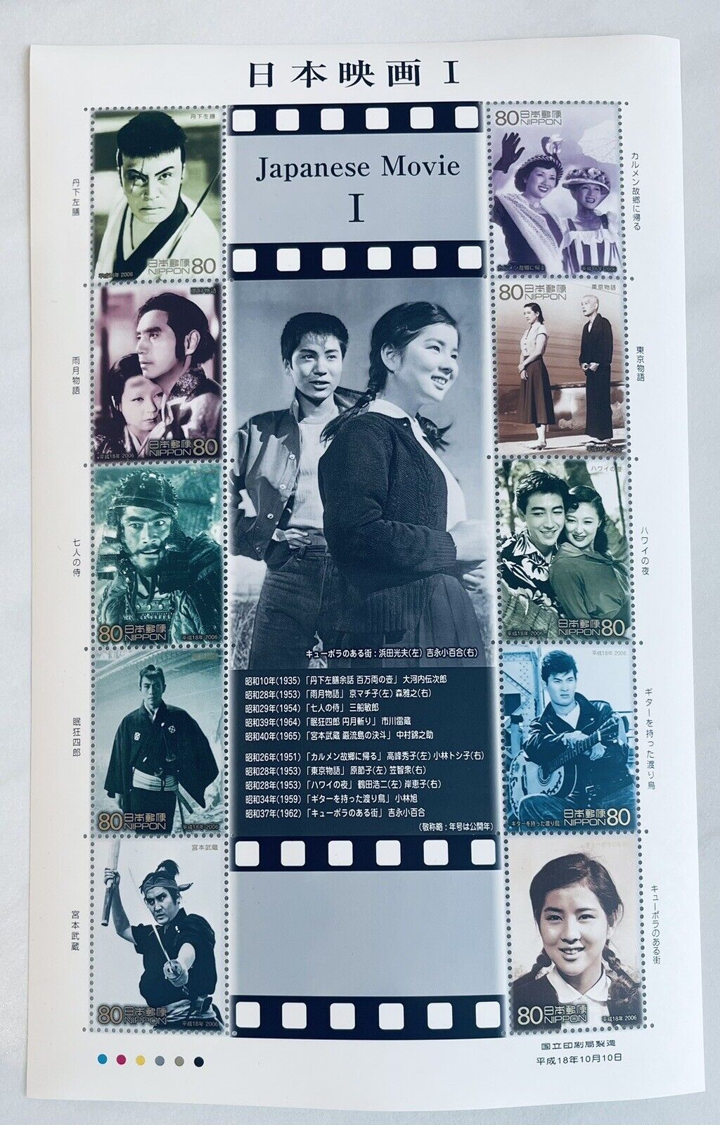 Japanese Movie Postage stamps 2006 80yen×10 good condition – Maymin Japan